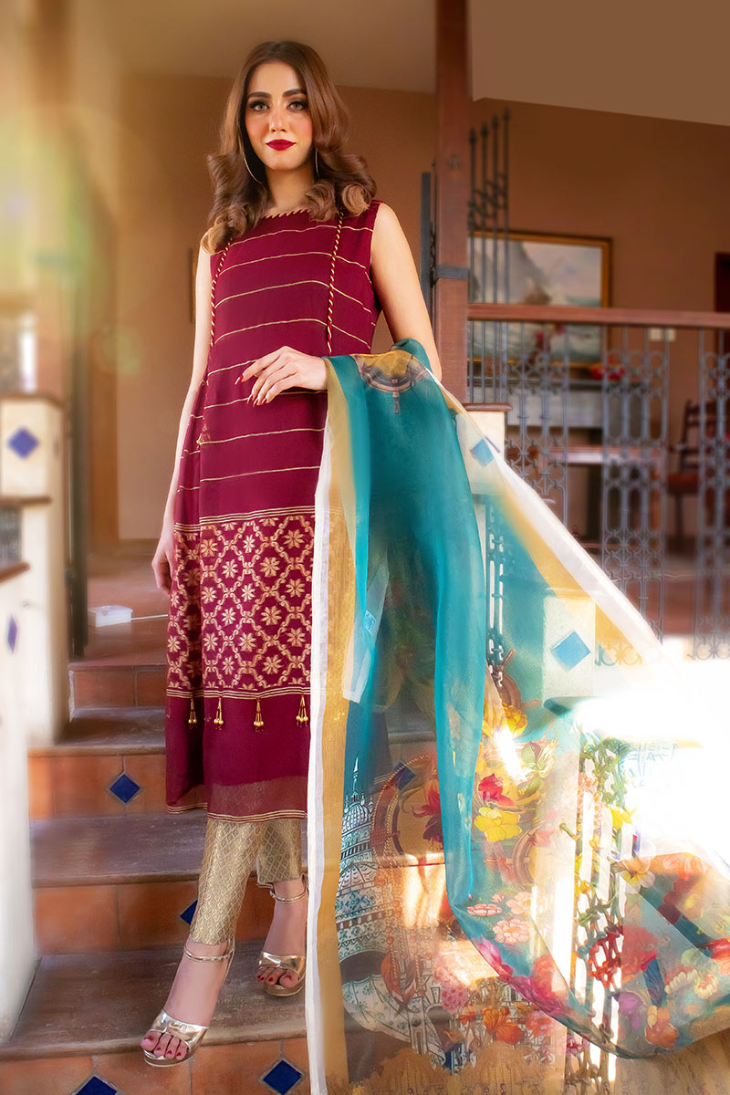EXCLUSIVE MAROON AND GOLDEN CASUAL WEAR – ZZS1031 – Exclusive Online ...