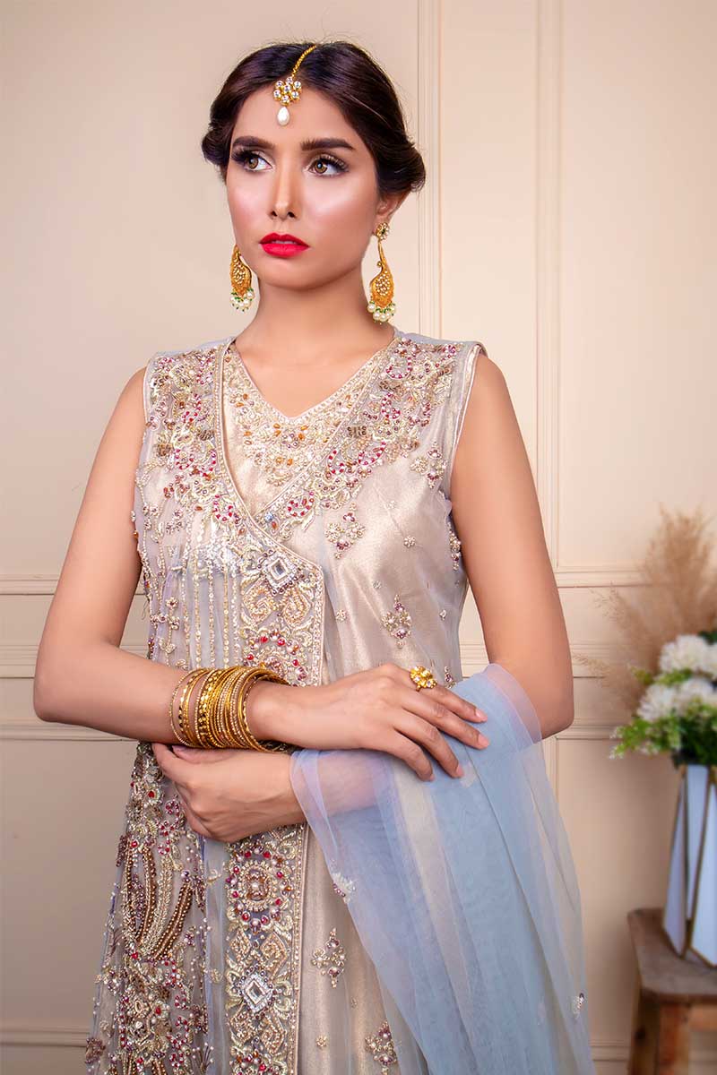 EXCLUSIVE BLUE GERY AND GOLD BRIDAL WEAR – ZG24596 – Exclusive Online ...